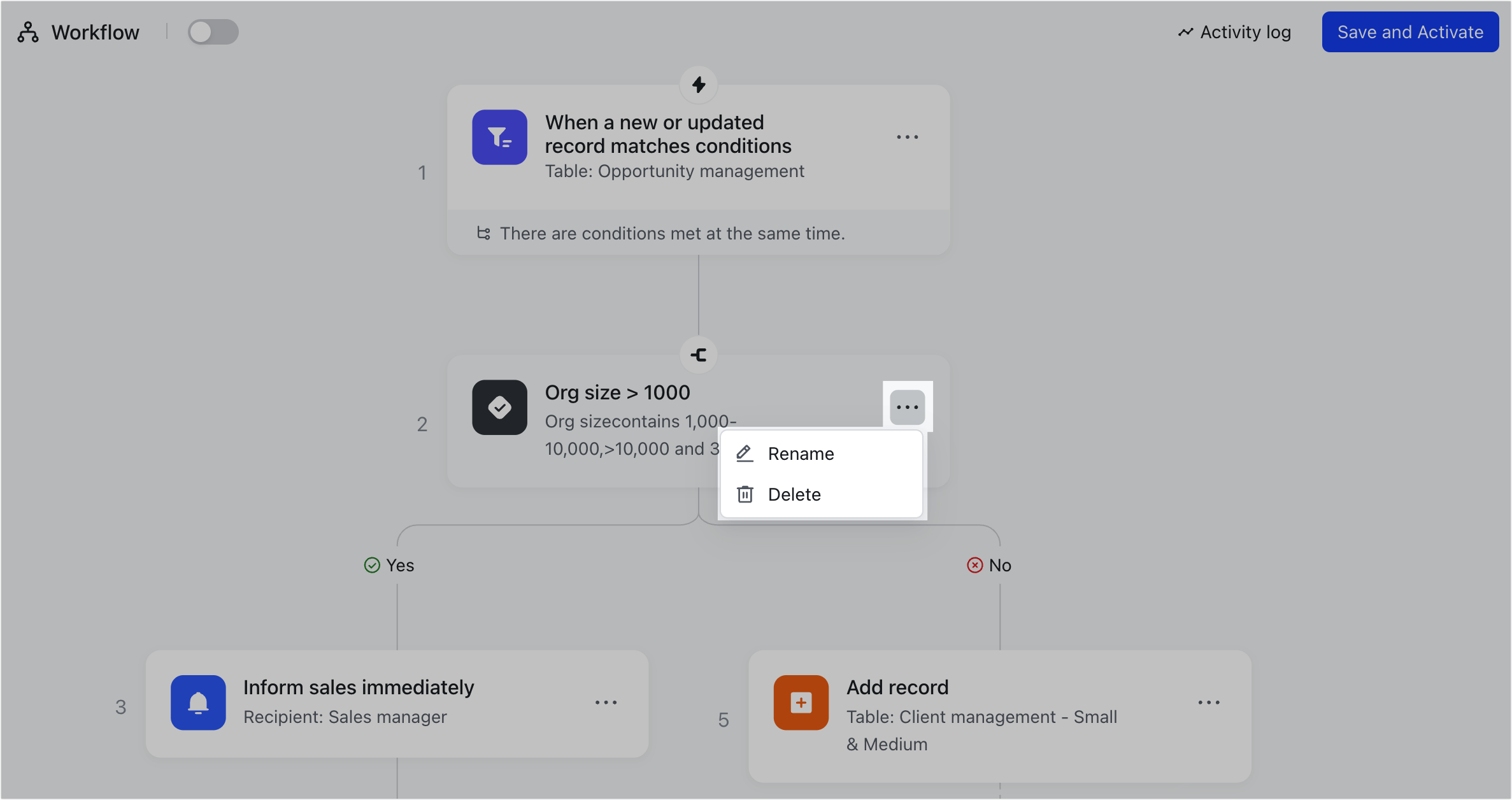 Use the IF/Else node in Workflow