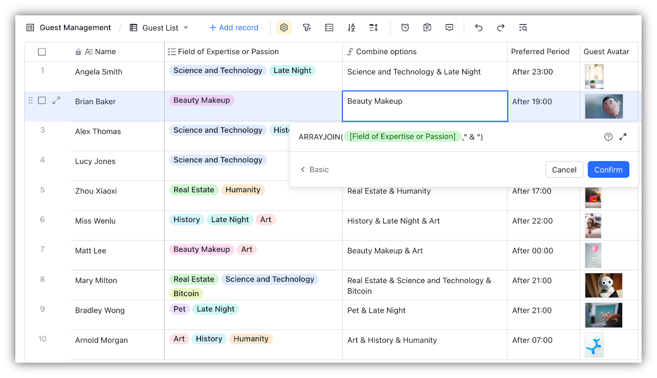 Use the ARRAYJOIN function for Base