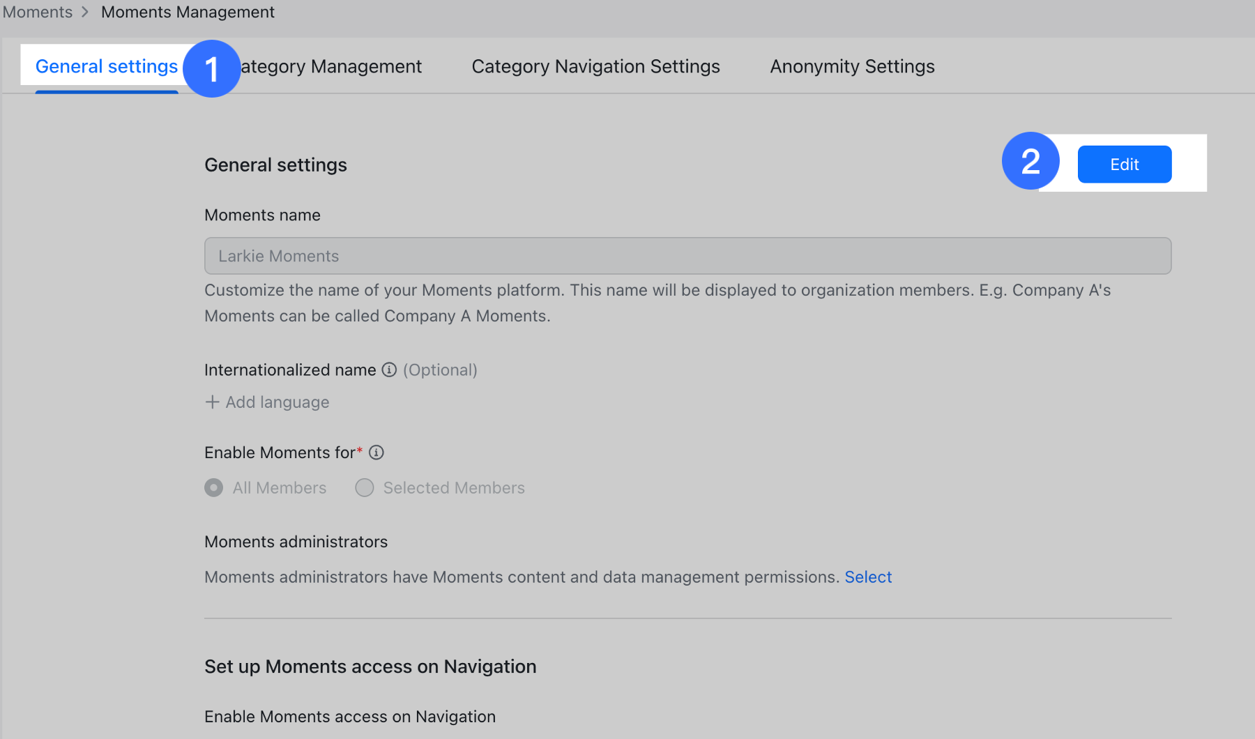 Manage Lark Moments