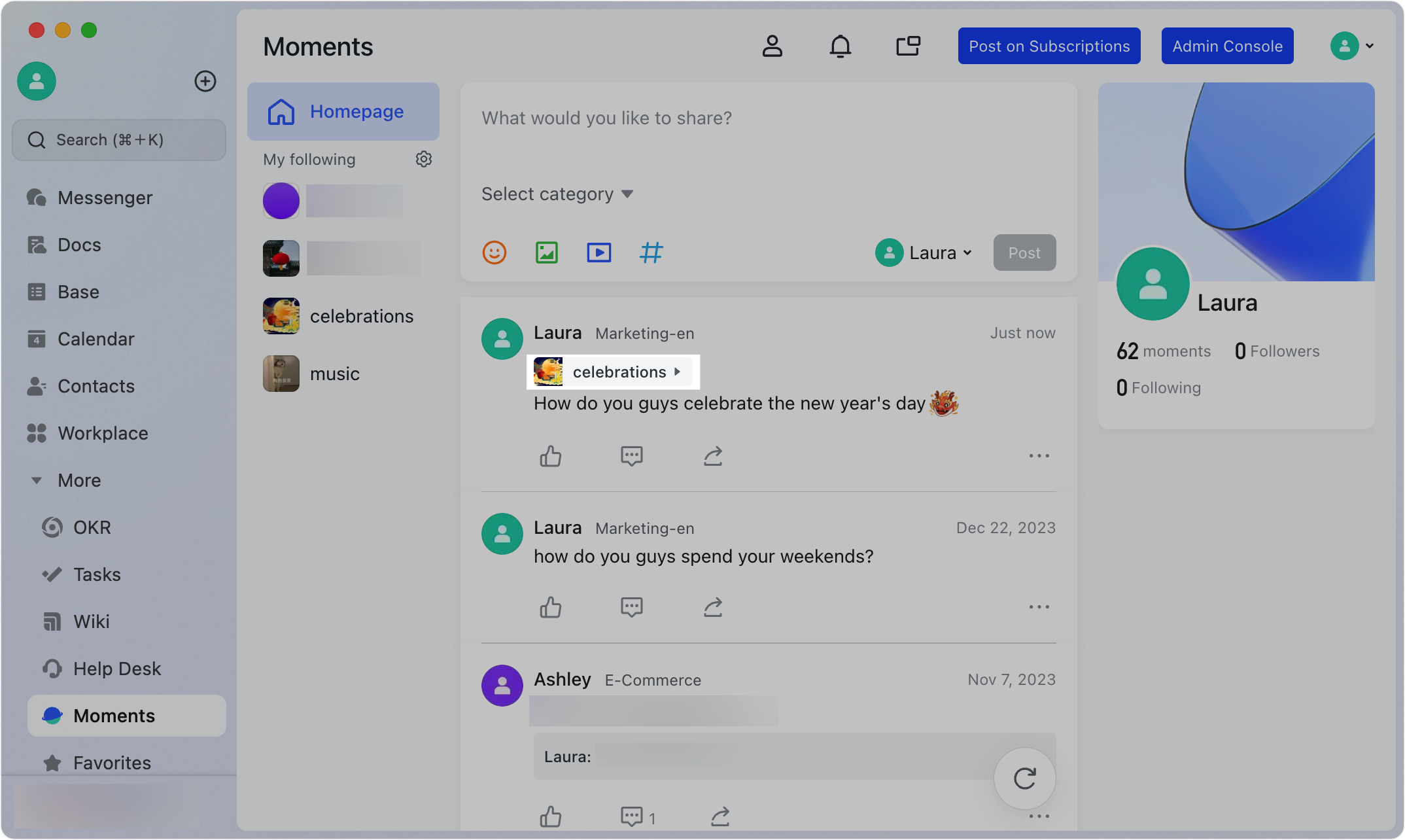 Use Lark Moments