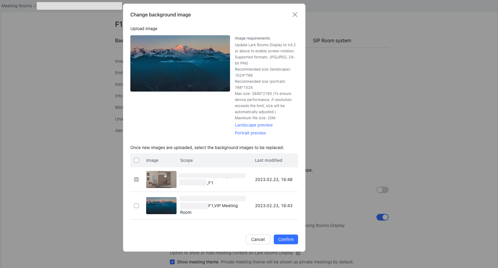 Admin | Configure Lark Rooms Display