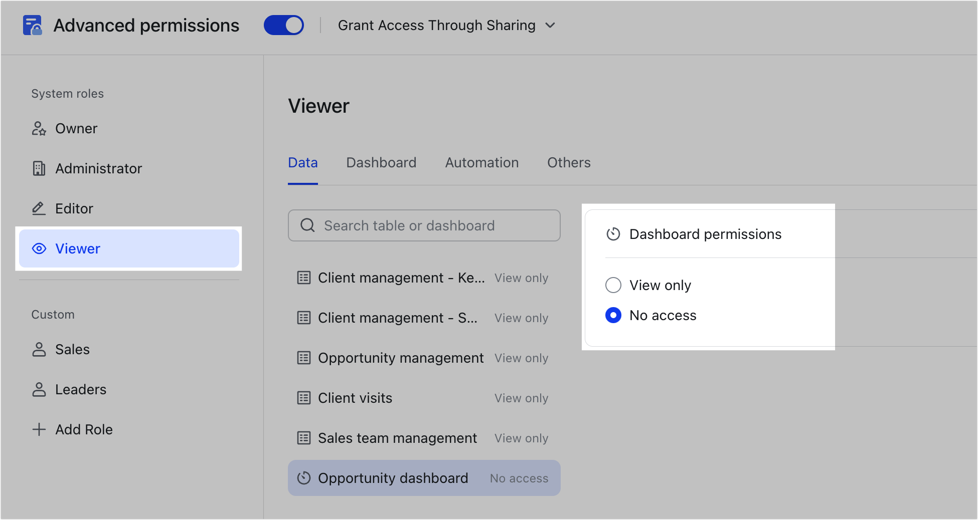 Overview of advanced permission roles in Base