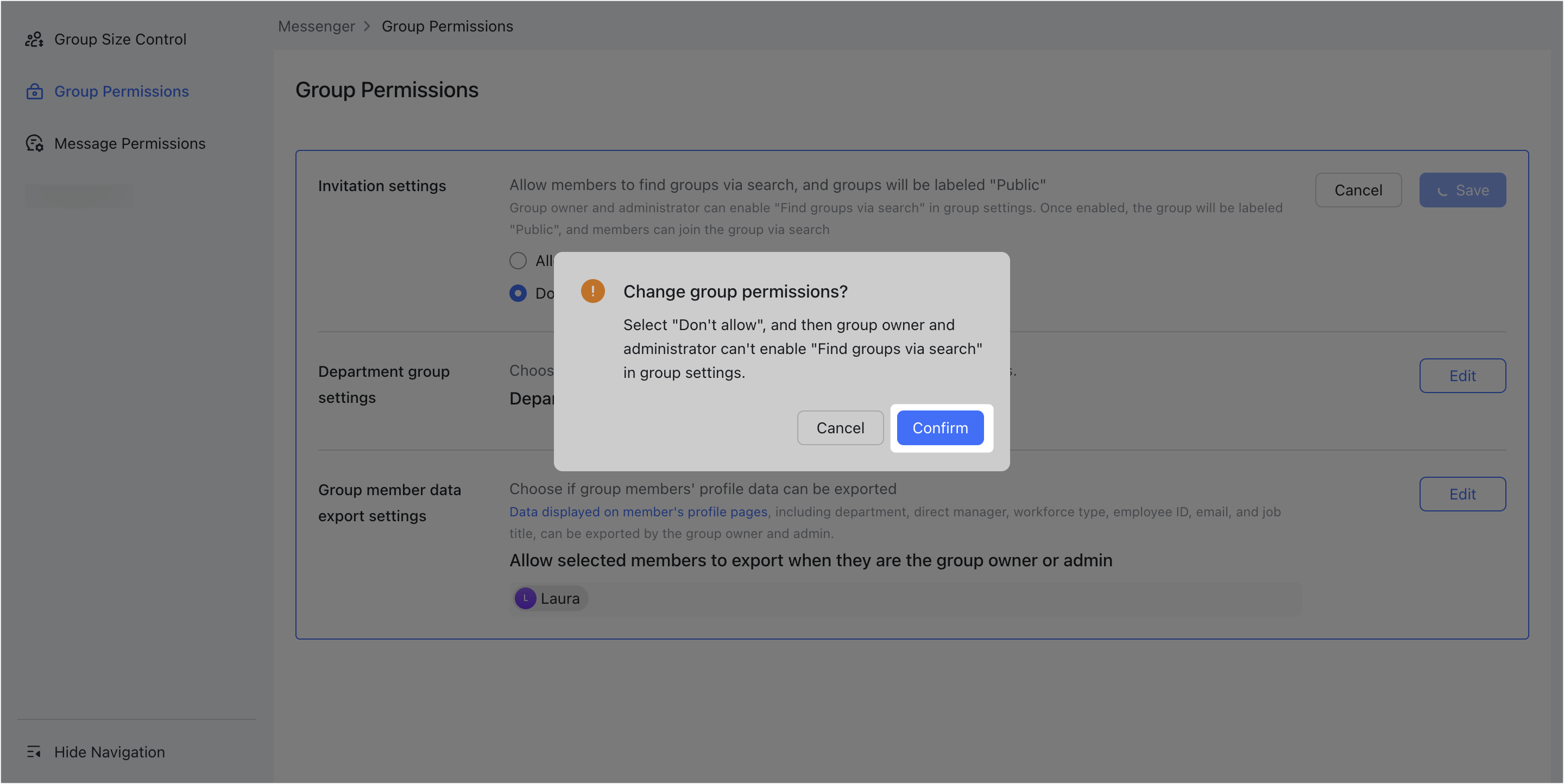 Admin | Manage public group permissions