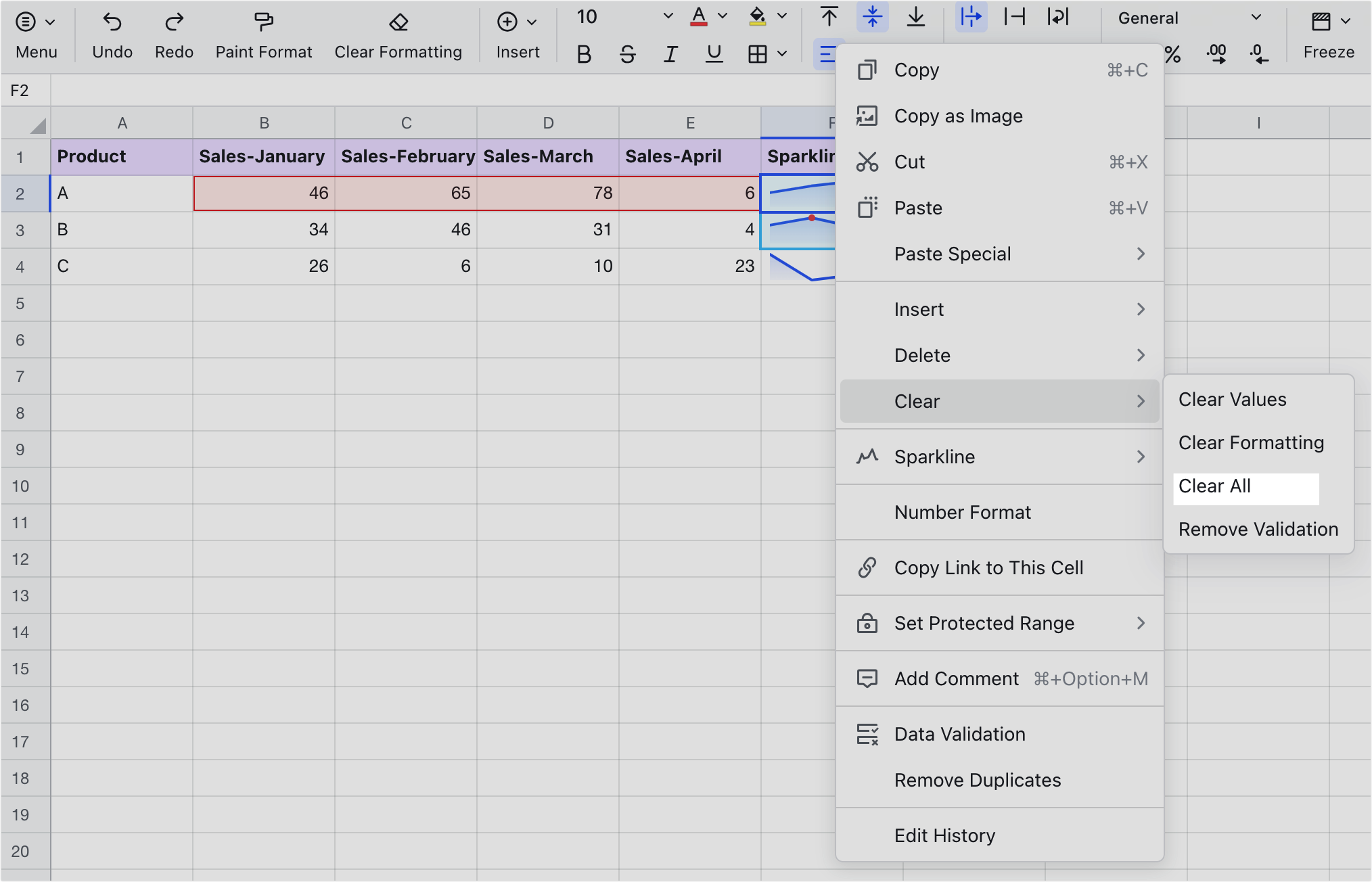Use sparklines in Sheets