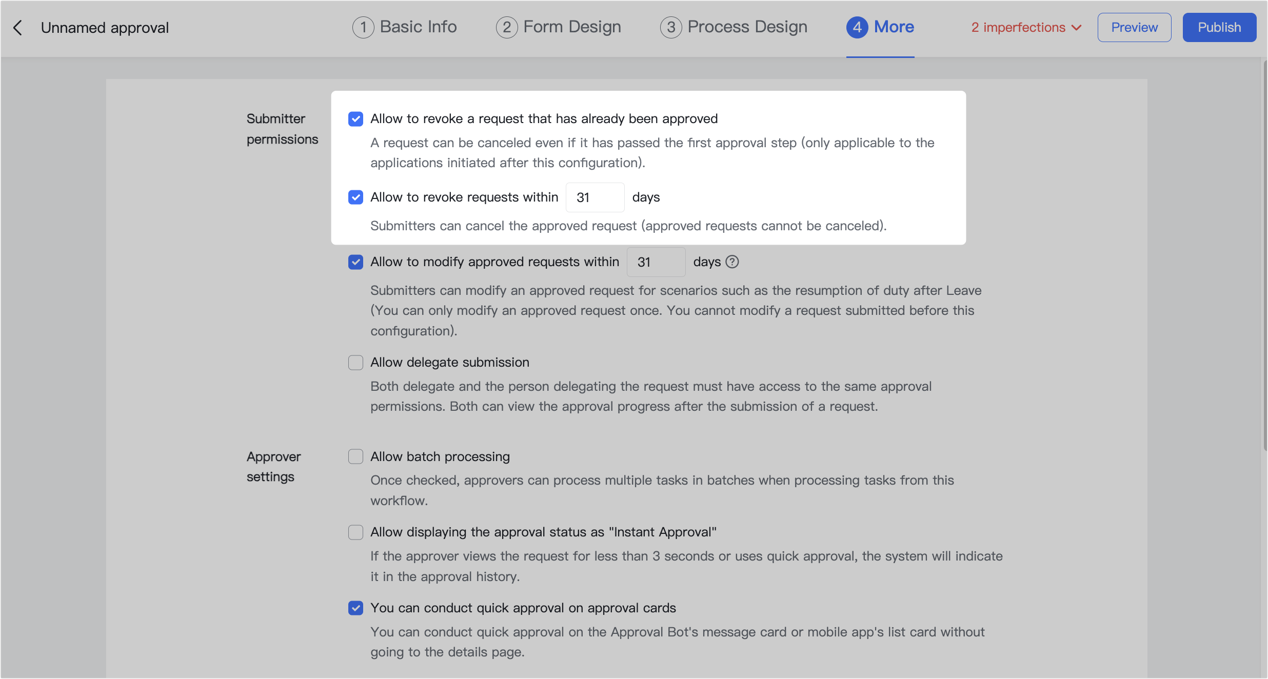 Admin | Set revoke rules for Approval