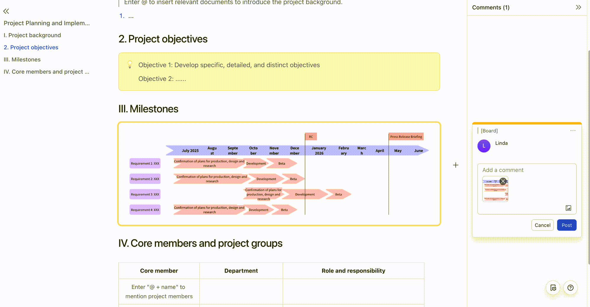 Use comments in Docs