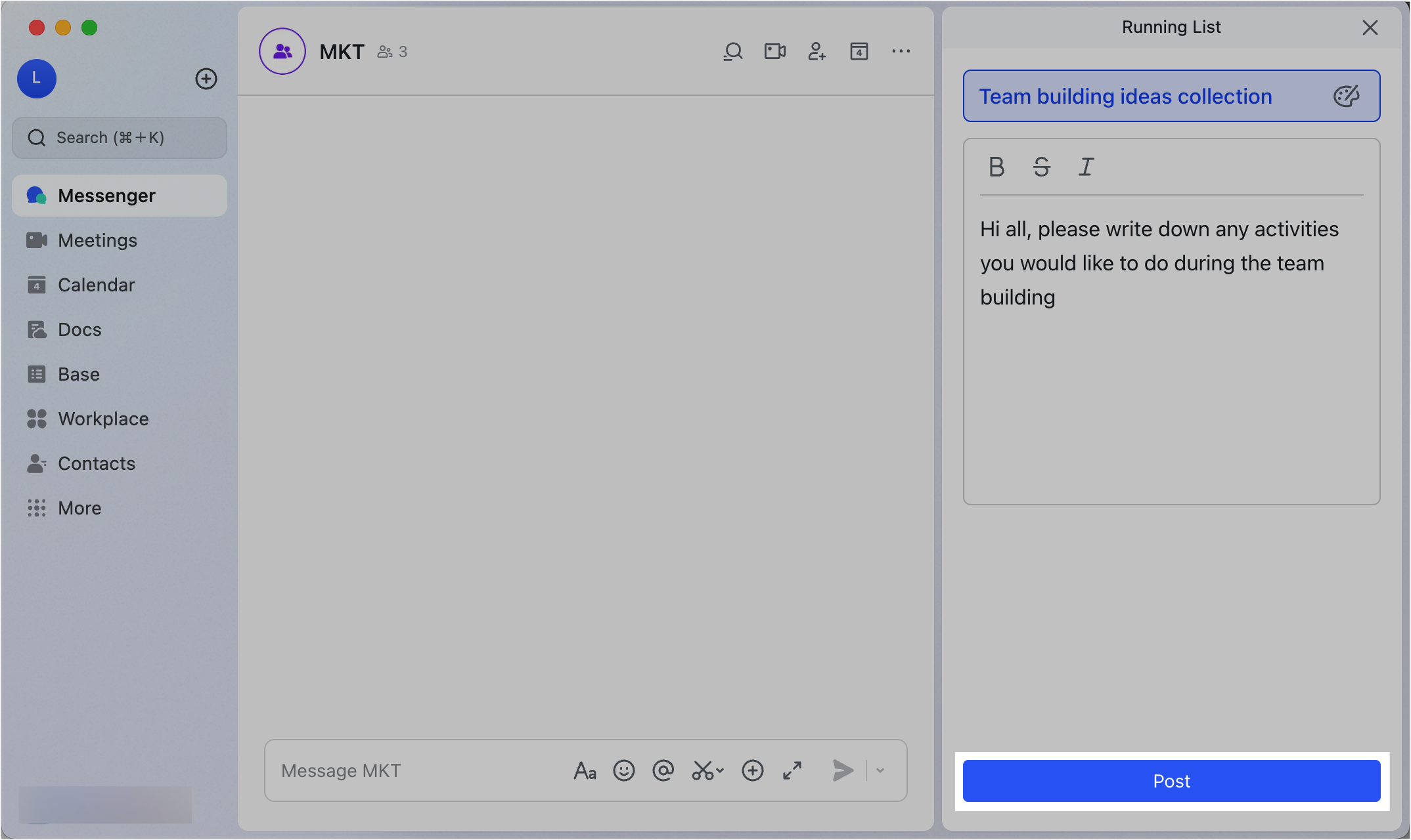 Use running lists