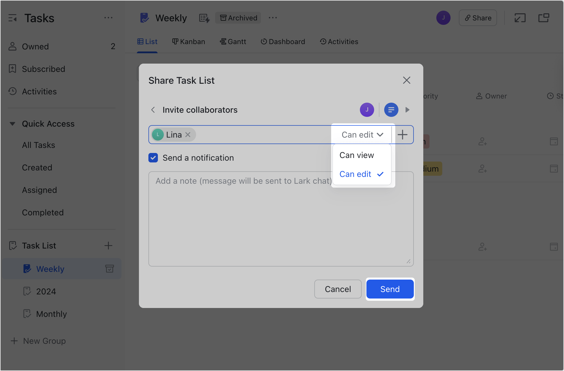 Create, share, and manage task lists