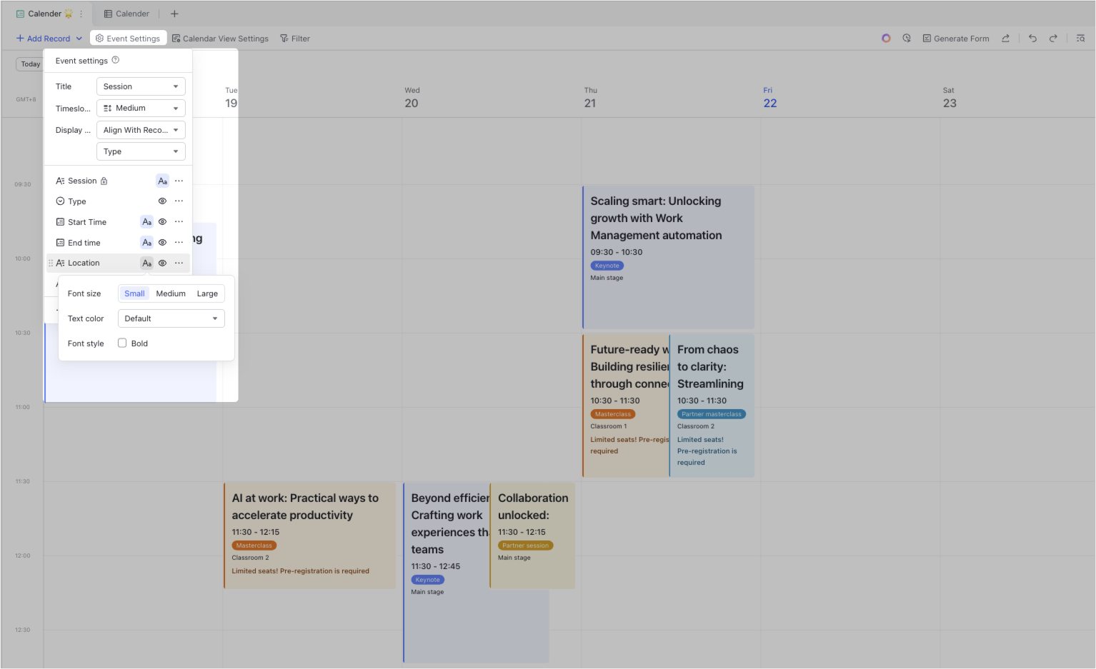 Use calendar views in Base